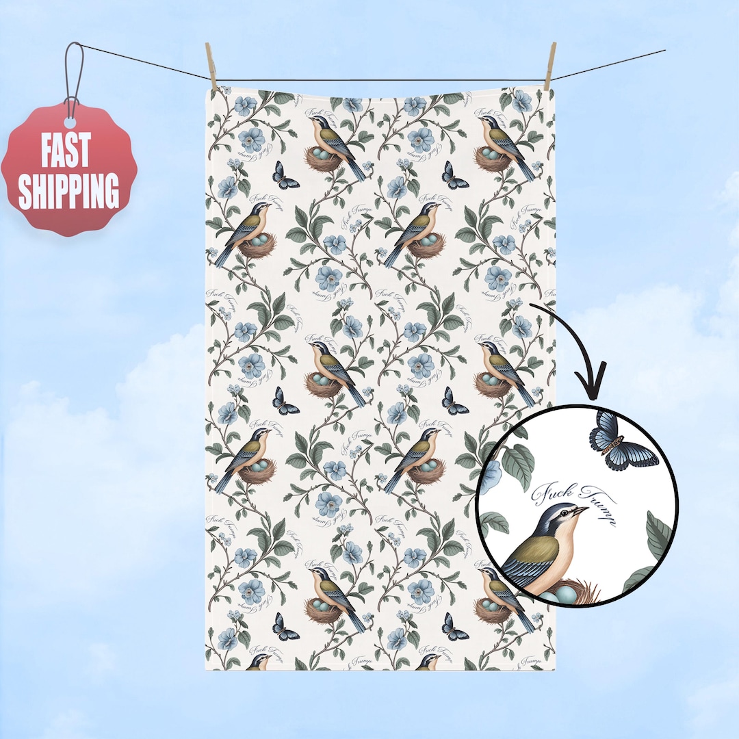 Subtle F*ck Trump Hand Towel, Chinoiserie Kitchen Decor, Funny ...