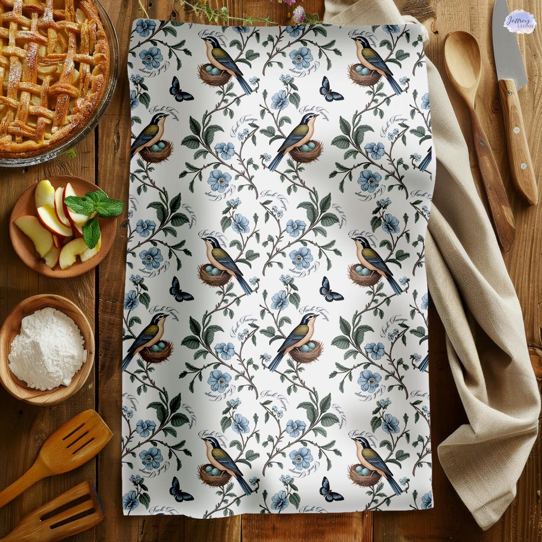 Subtle F*ck Trump Hand Towel, Chinoiserie French Kitchen Towel, Anti ...