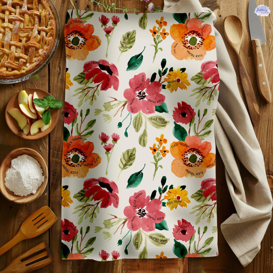 Subtle F*ck Trump Hand Towel, Flower Floral Kitchen Towel, Anti Trump ...