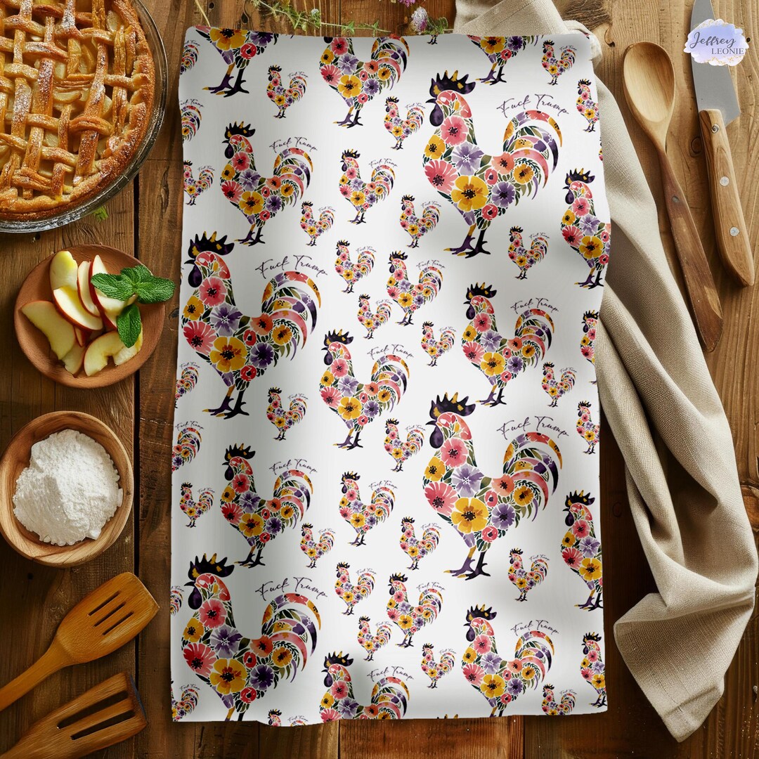 Subtle F*ck Trump Hand Towel, Chicken Kitchen Towel, Anti Trump Tea ...