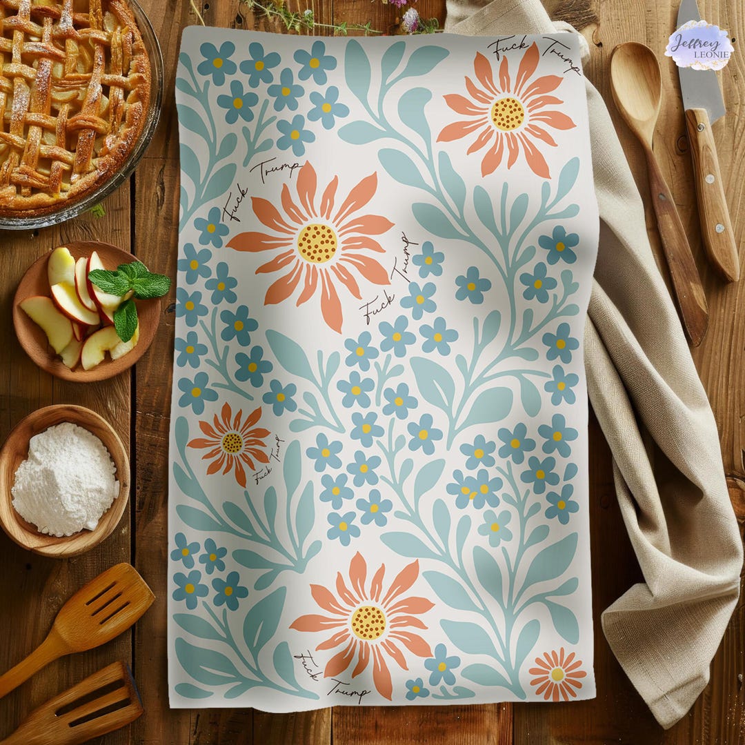 Subtle F*ck Trump Hand Towel,vintagefloralkitchentowel, Anti Trump Tea ...
