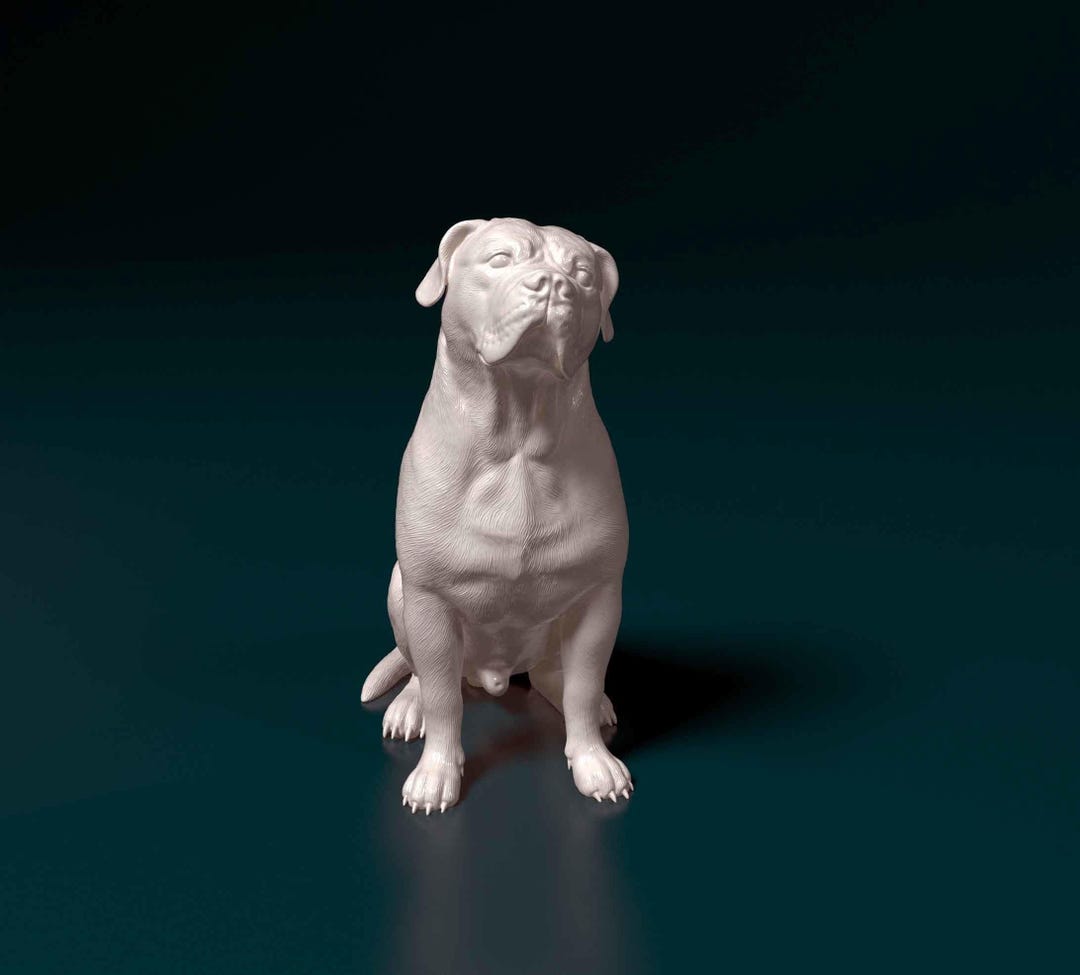 American Bulldog Sitting Figurine - Handmade Dog Lover Gift, Detailed ...