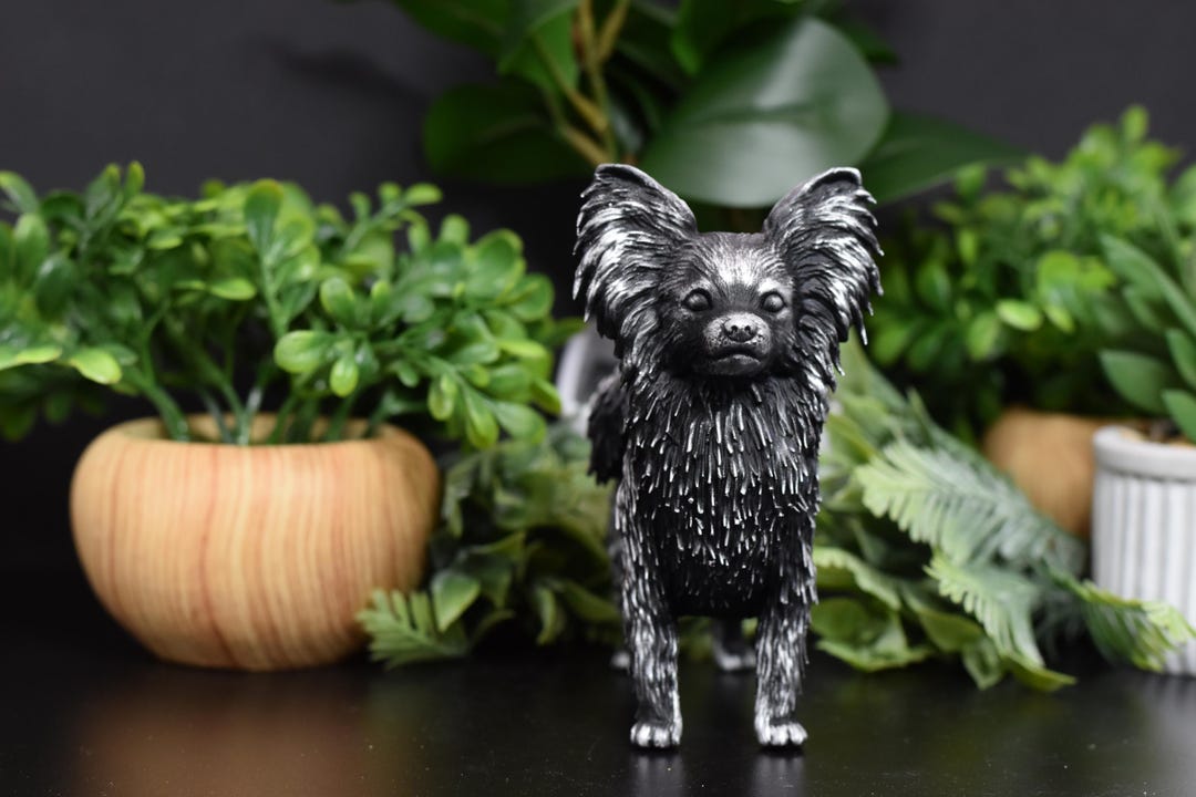Handcrafted Papillon Dog Statue - Realistic Pet Sculpture for Home ...