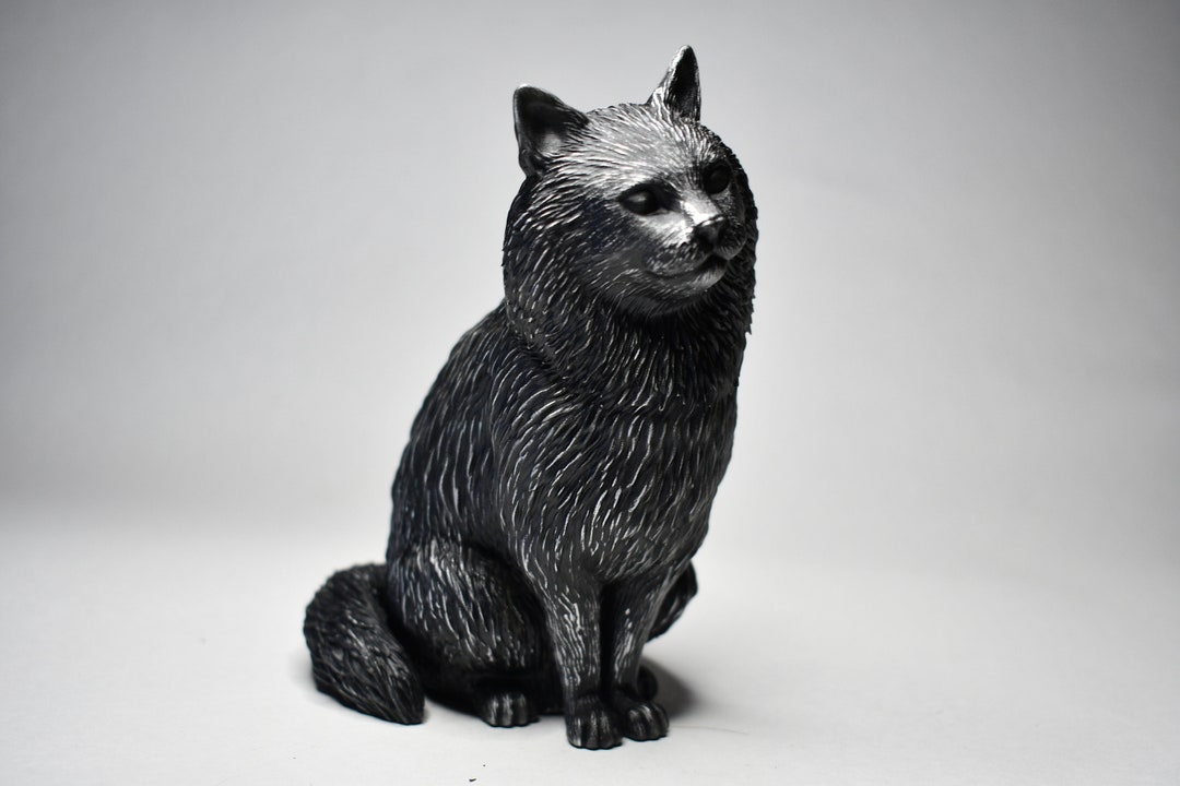 Fluffy Cat Statue | Adorable Kawaii Home Decor | Cute Cat Figurine ...