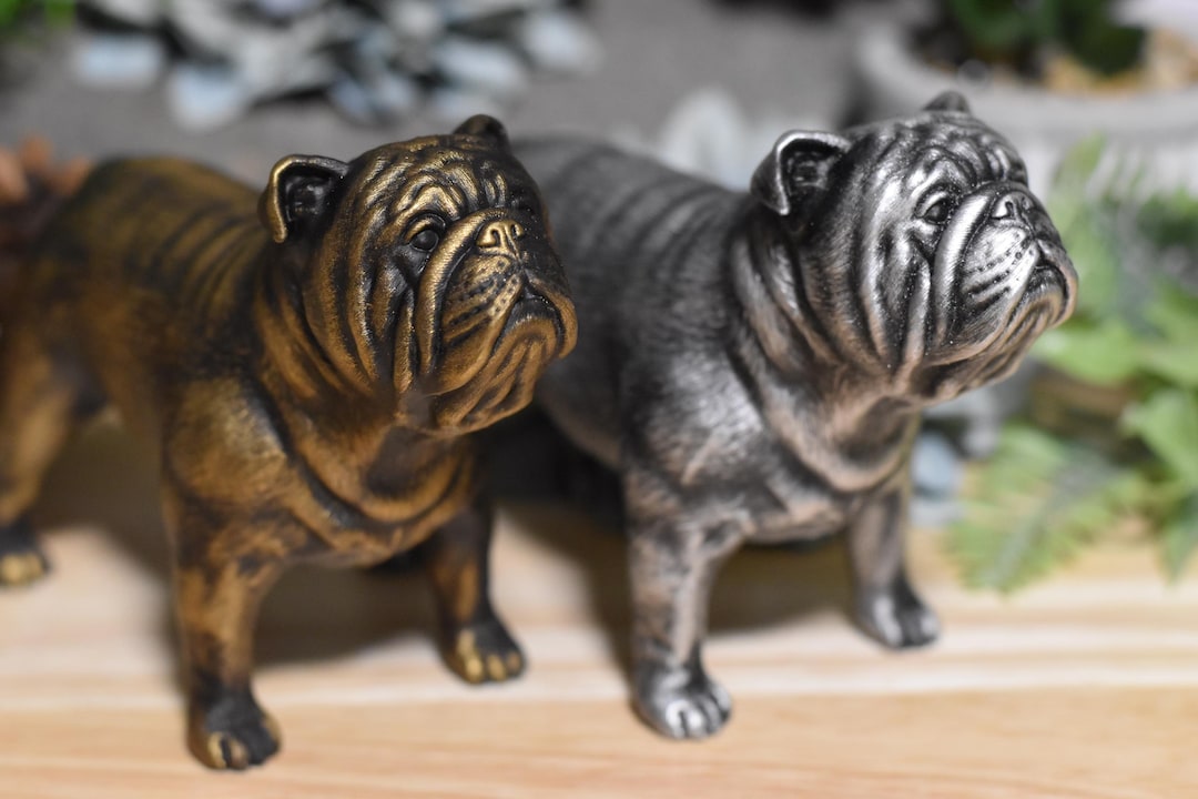 English Bulldog Statue - Handcrafted Resin Dog Figurine - Custom Colors ...