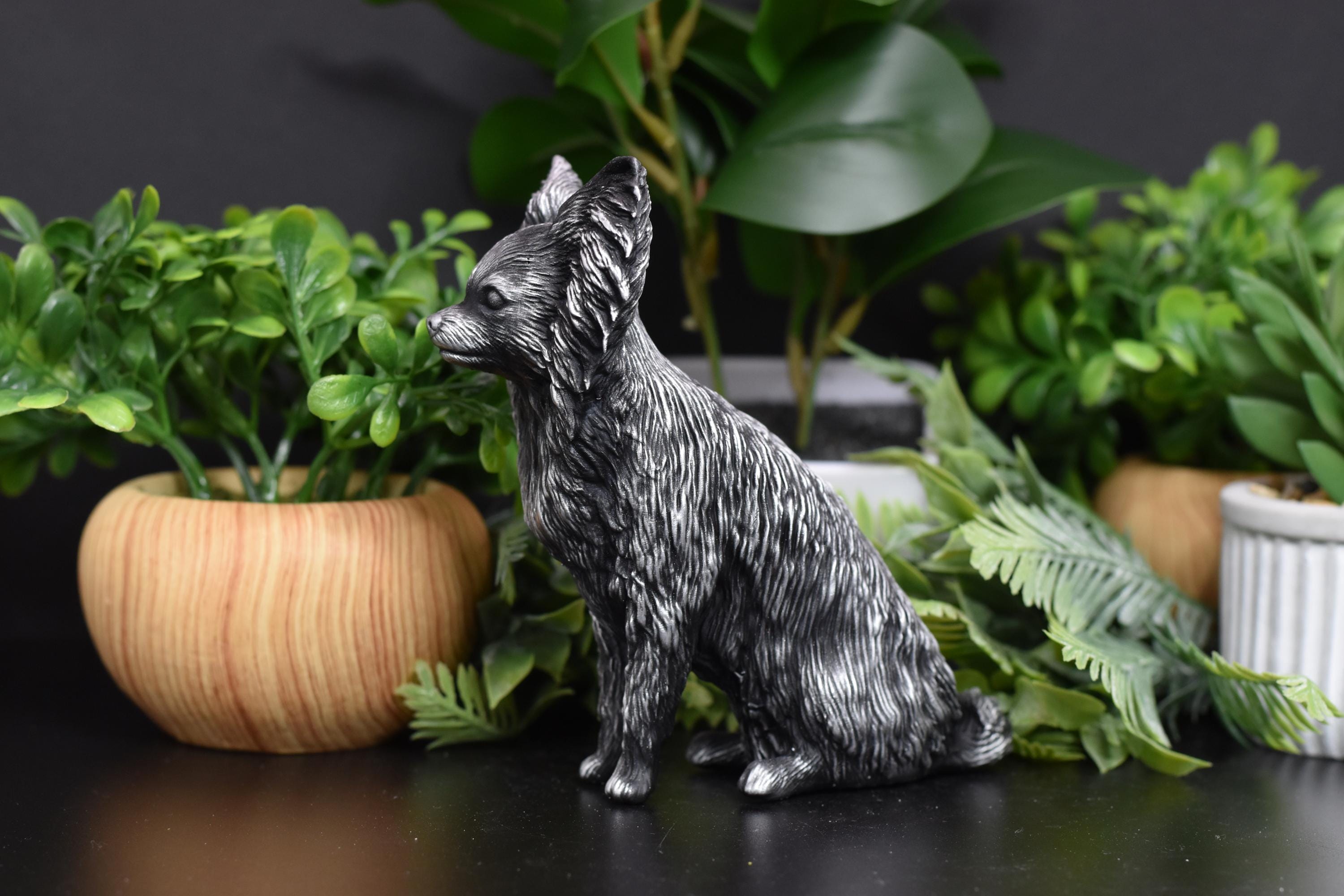 Papillon Statue - Elegant Dog Sculpture, Handmade Pet Decor for Dog ...