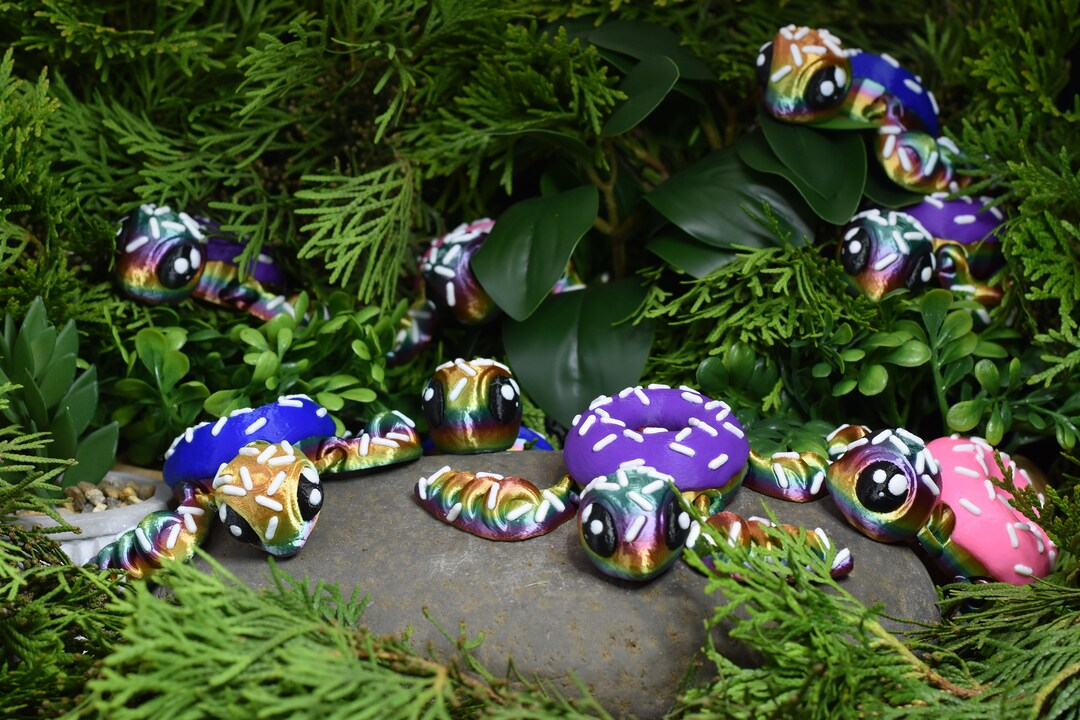 3D Printed Articulated Donut Turtle Multi-color Print Cute Colorful ...