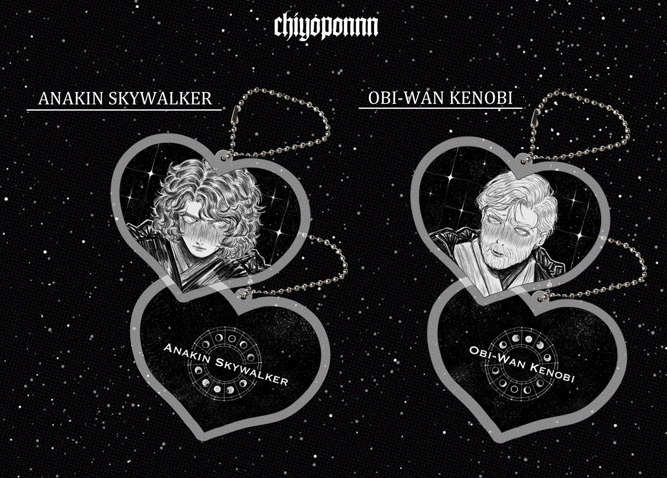 Star Wars ROTS Obi-wan Kenobi 3 Heart Keychain - Etsy