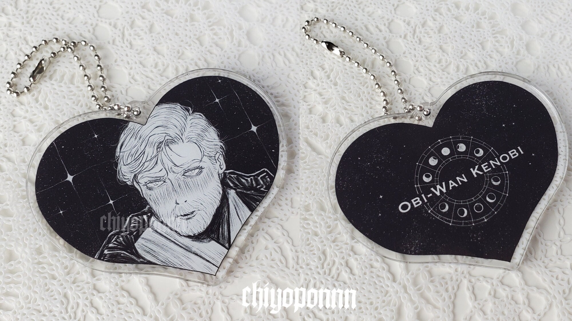 Star Wars ROTS Obi-wan Kenobi 3 Heart Keychain - Etsy