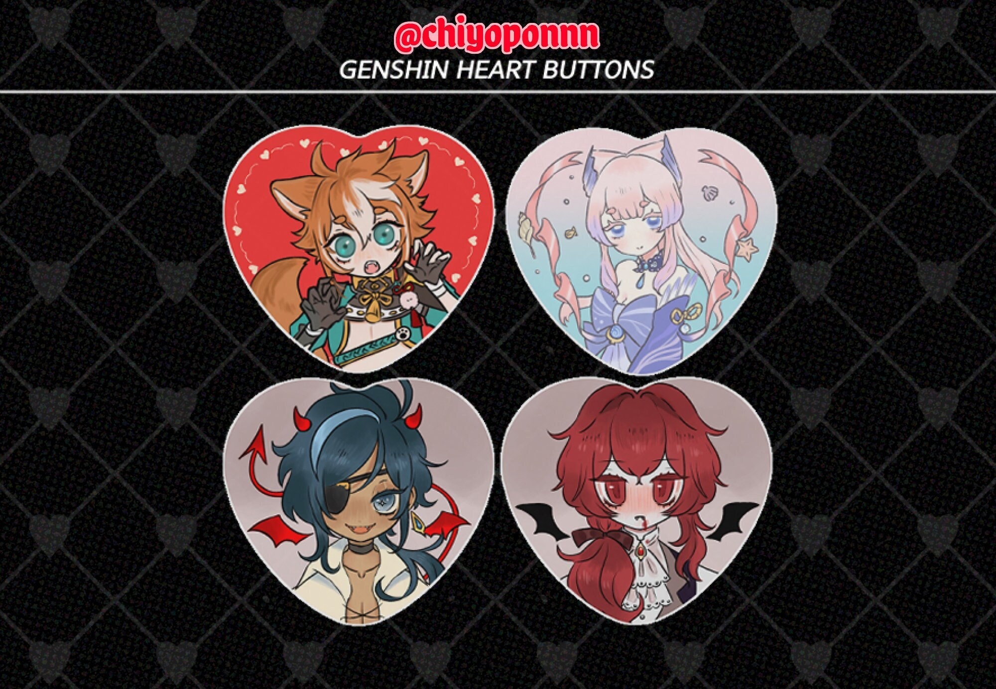 Genshin Heart Buttons - Etsy