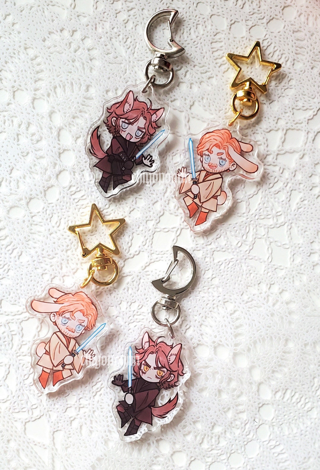 Star Wars ROTS 2" Obi-wan Anakin Chibi Keychain Charm - Etsy