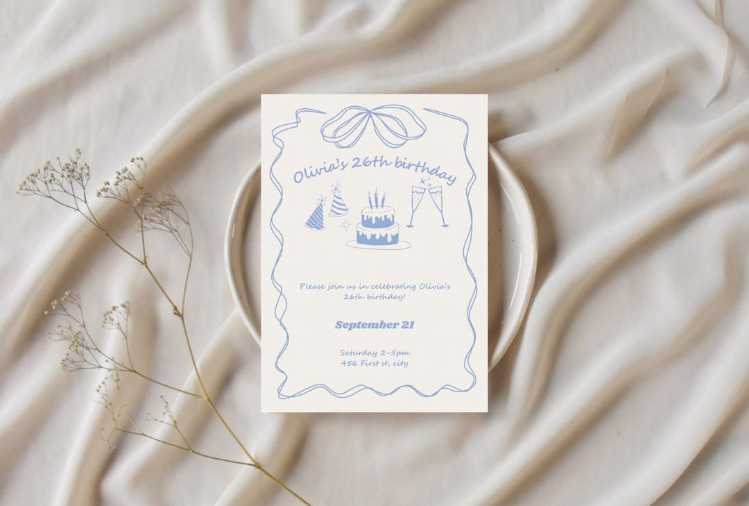 Editable Cute Birthday Party Invitation, Cute Party, Girly | Canva ...