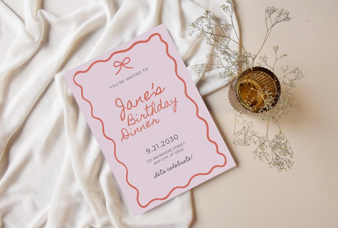 Editable Cute Birthday Party Invitation, Cute Party, Girly | Canva ...