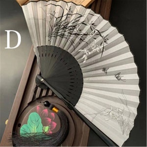 Ink Painting Hand Fan Lotus & Dragonfly Folding Hand Fan - Etsy