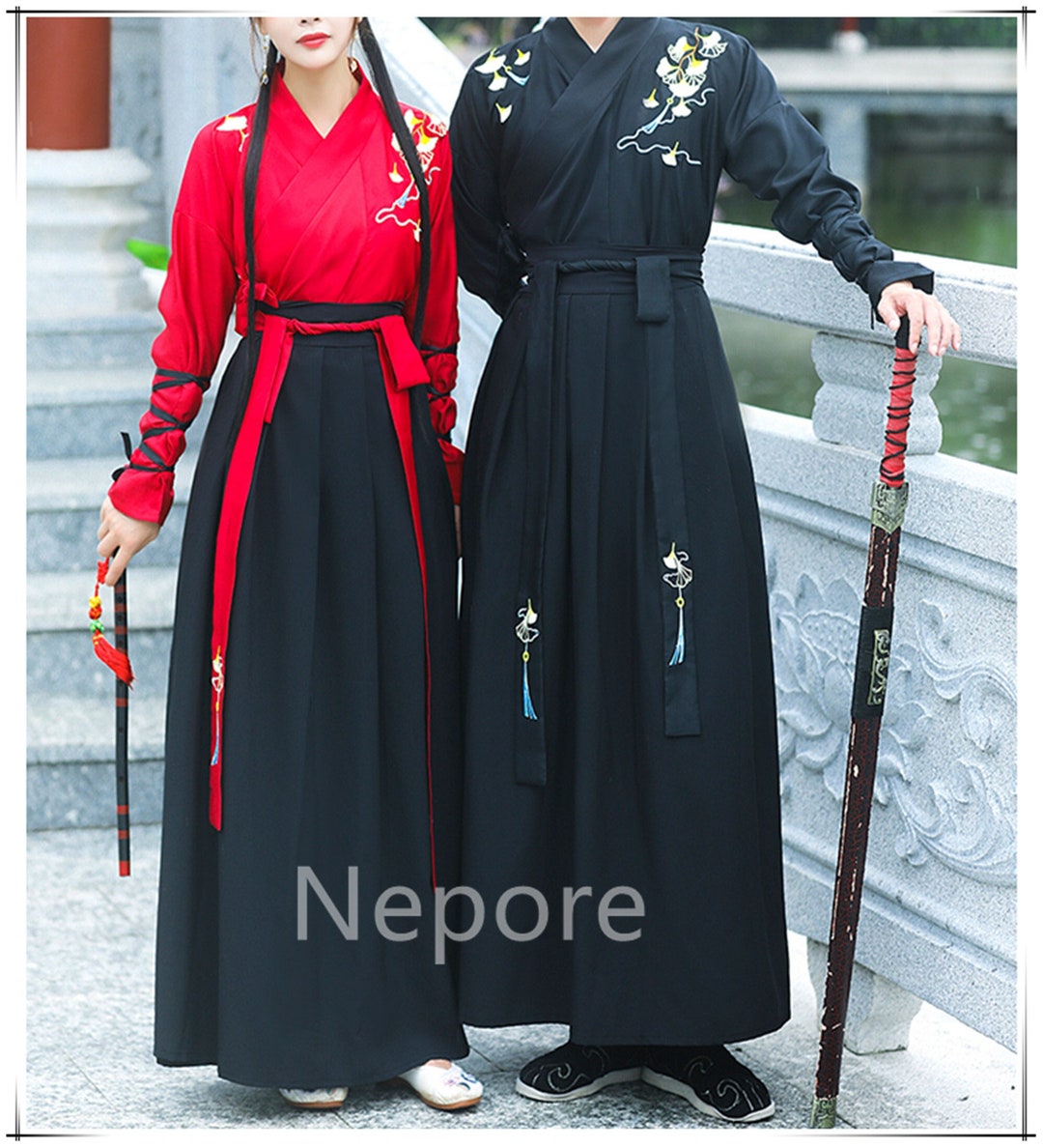 Unisex Swordsman Costume,black and White Hanfu,couple Costume ...