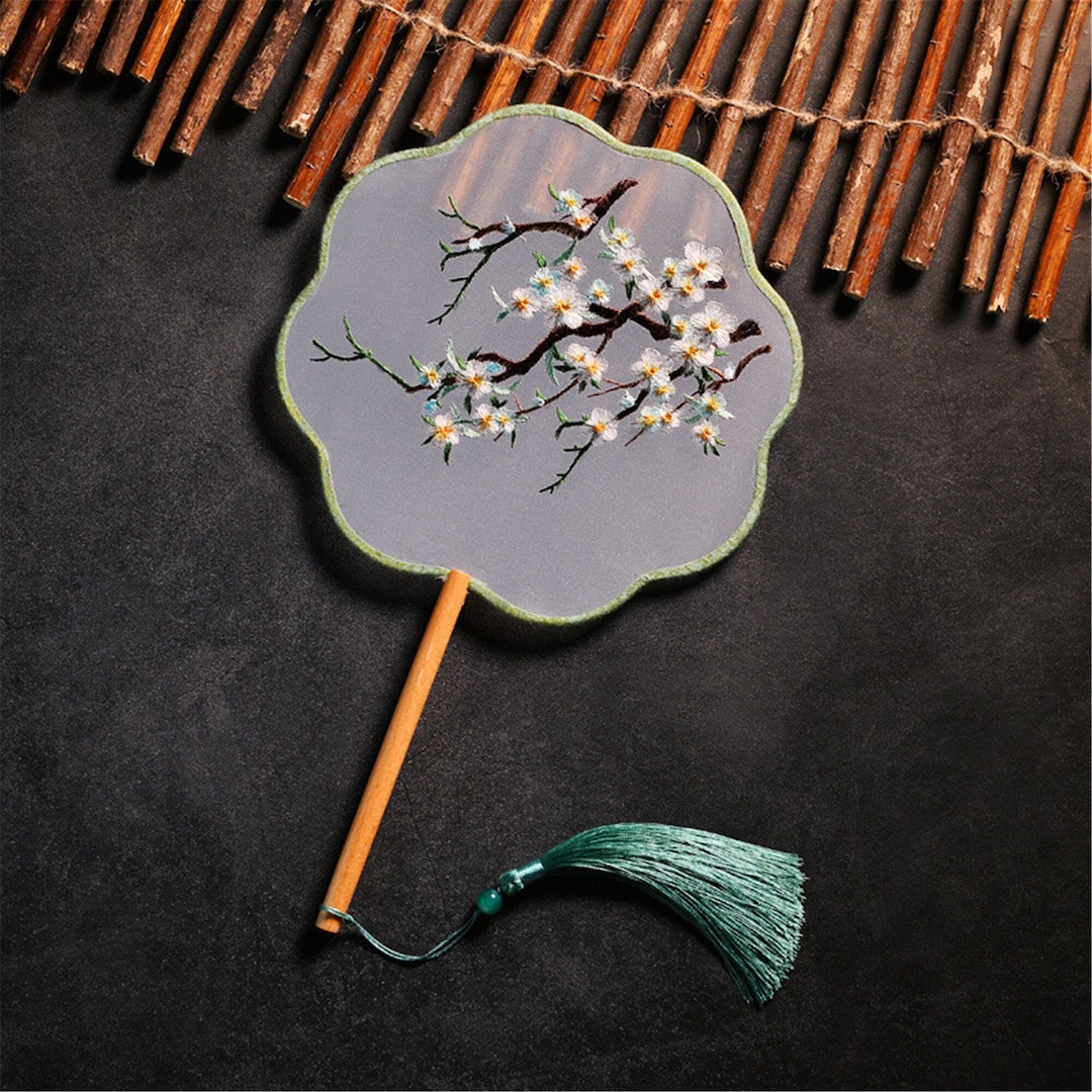 Embroidery Fan Round Fan Handmade Fan Classic Round Fan - Etsy