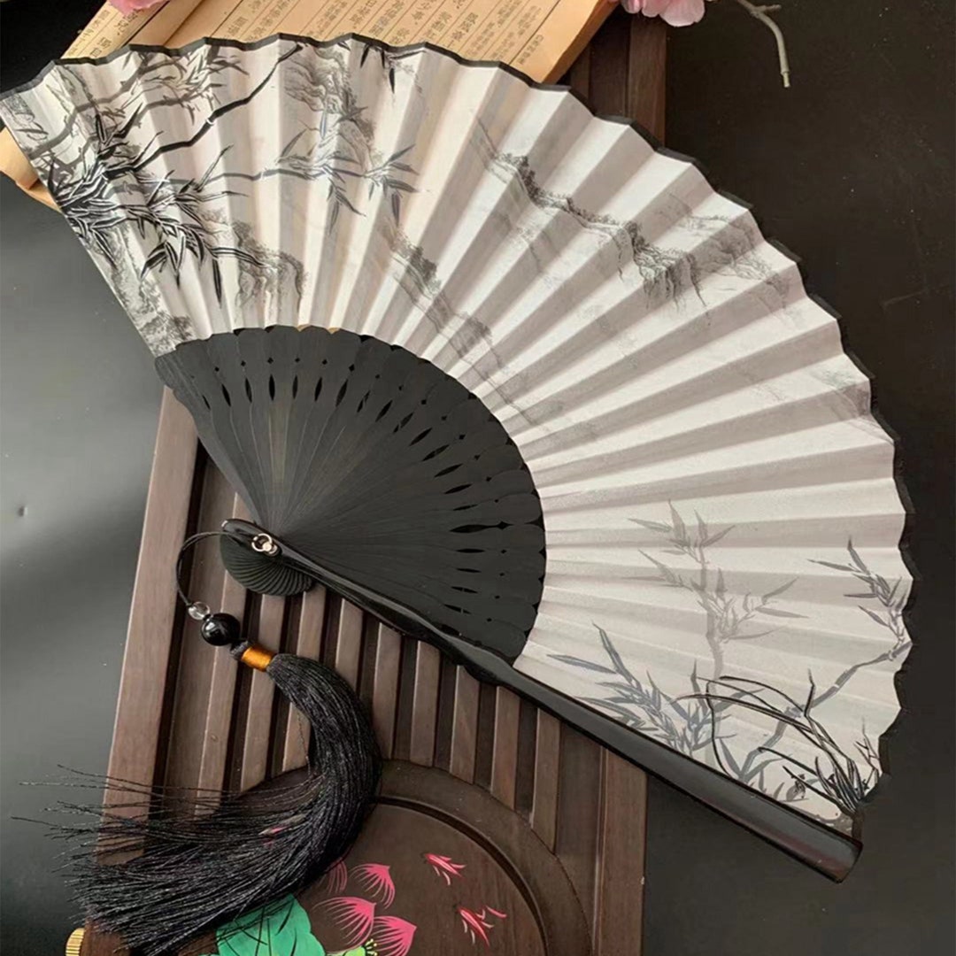 Ink Painting Hand Fan Lotus & Dragonfly Folding Hand Fan - Etsy