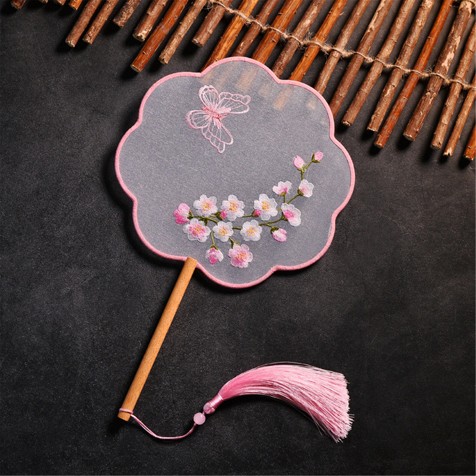 Embroidery Fan Round Fan Handmade Fan Classic Round Fan | Etsy