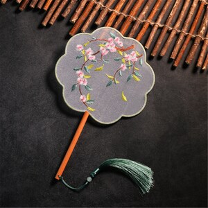 Embroidery Fan Round Fan Handmade Fan Classic Round Fan - Etsy