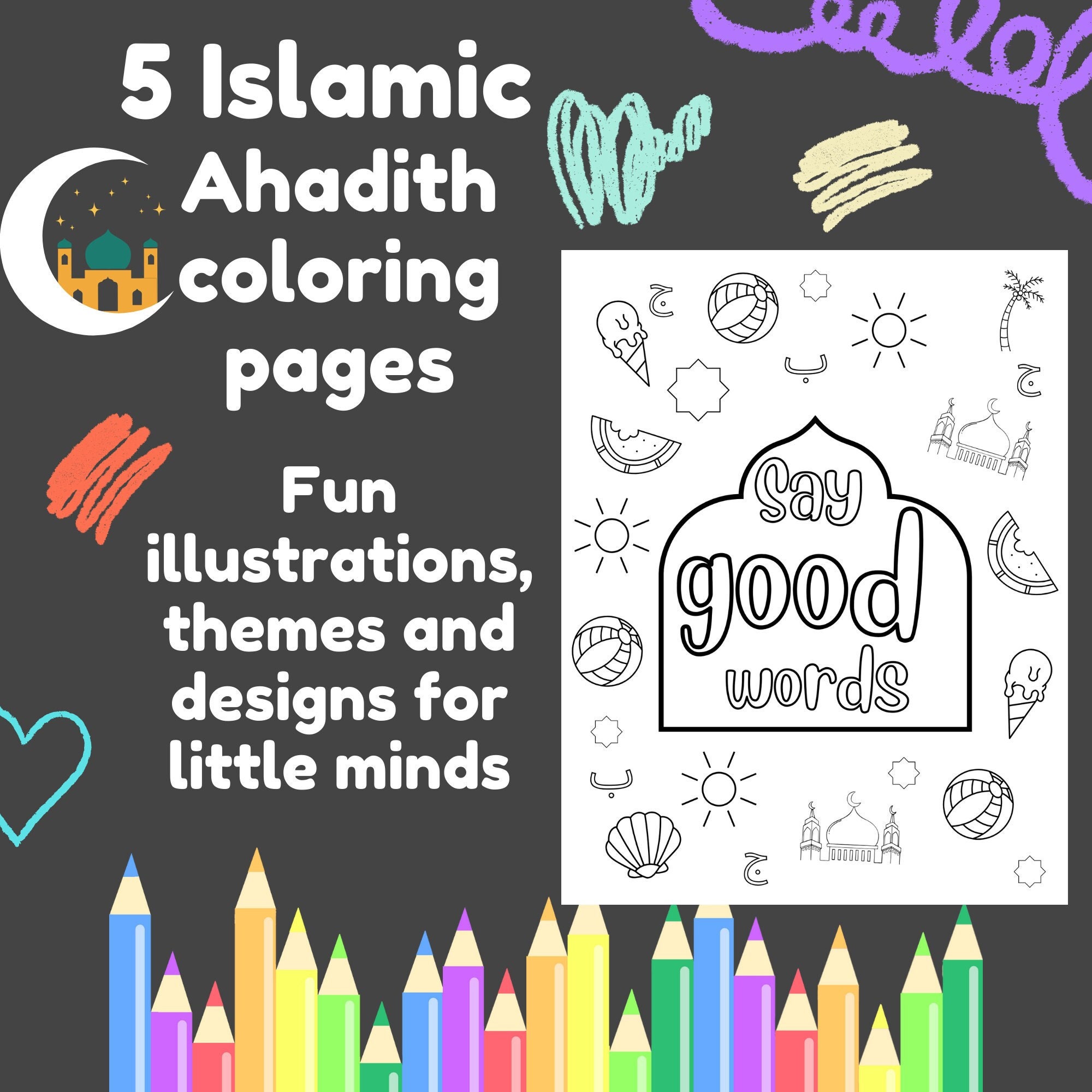 Fun Islamic Ahadith Coloring Pages- Muslim Homeschool Curriculum - Etsy