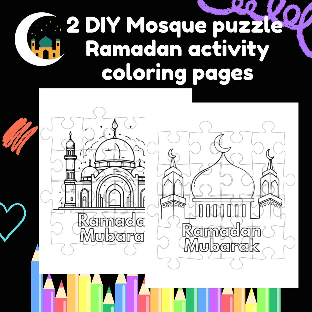 Mosque Puzzle Ramadan Mubarak Kids Coloring Activity Page - Etsy