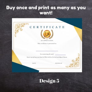 Surah Quran Tracker Islamic Kids Award Certificates Printable Bundle - Etsy