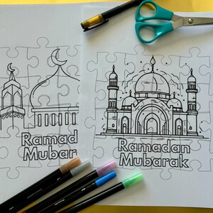 Mosque Puzzle Ramadan Mubarak Kids Coloring Activity Page - Etsy