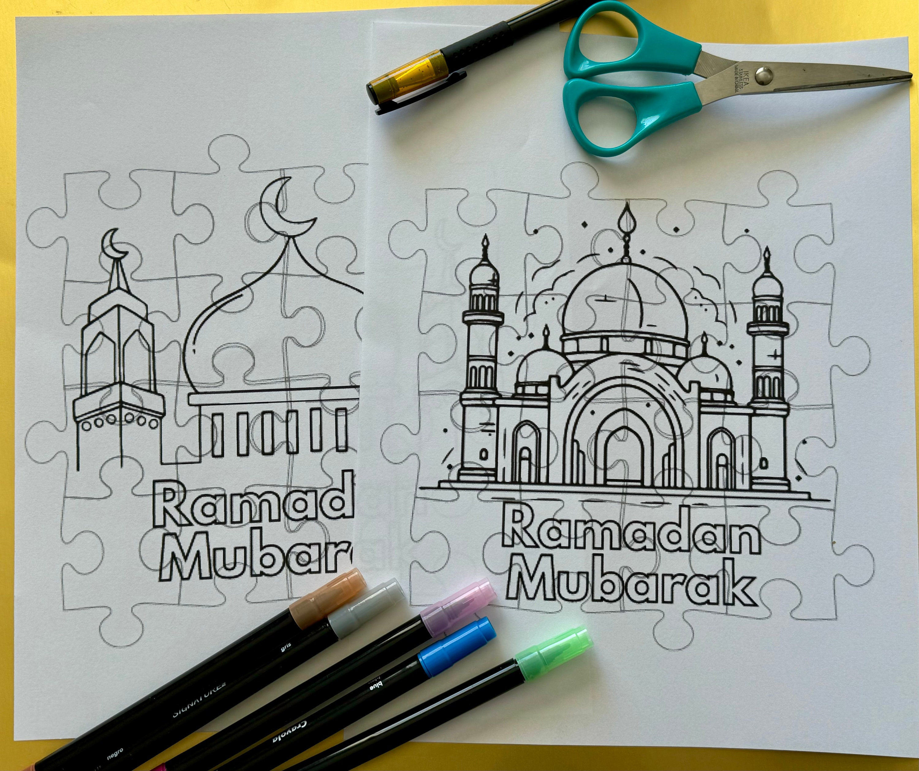 Mosque Puzzle Ramadan Mubarak Kids Coloring Activity Page - Etsy