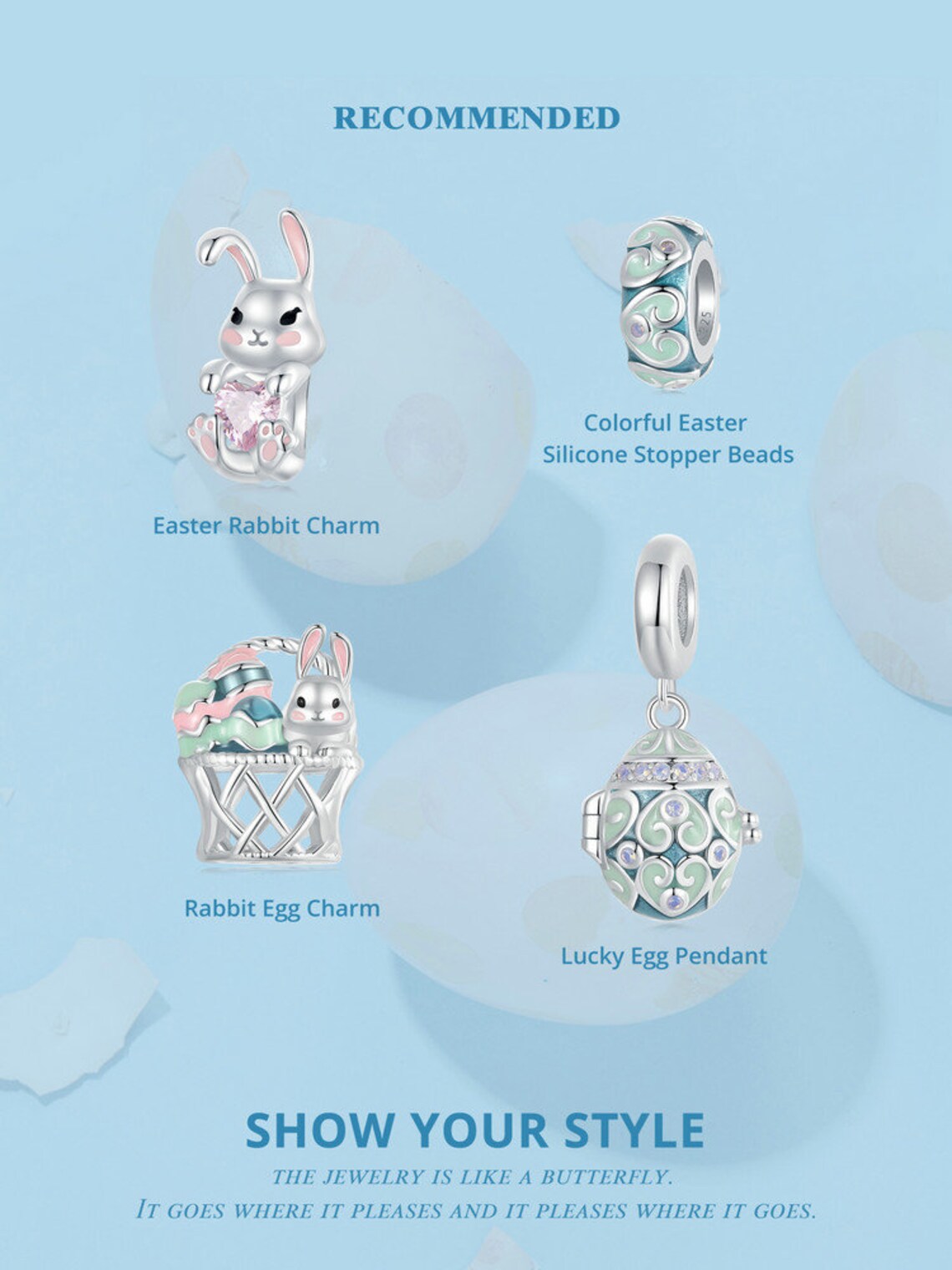 Easter Rabbit Charm, Charm for Bracelet, 925 Sterling Silver Charm Fit ...