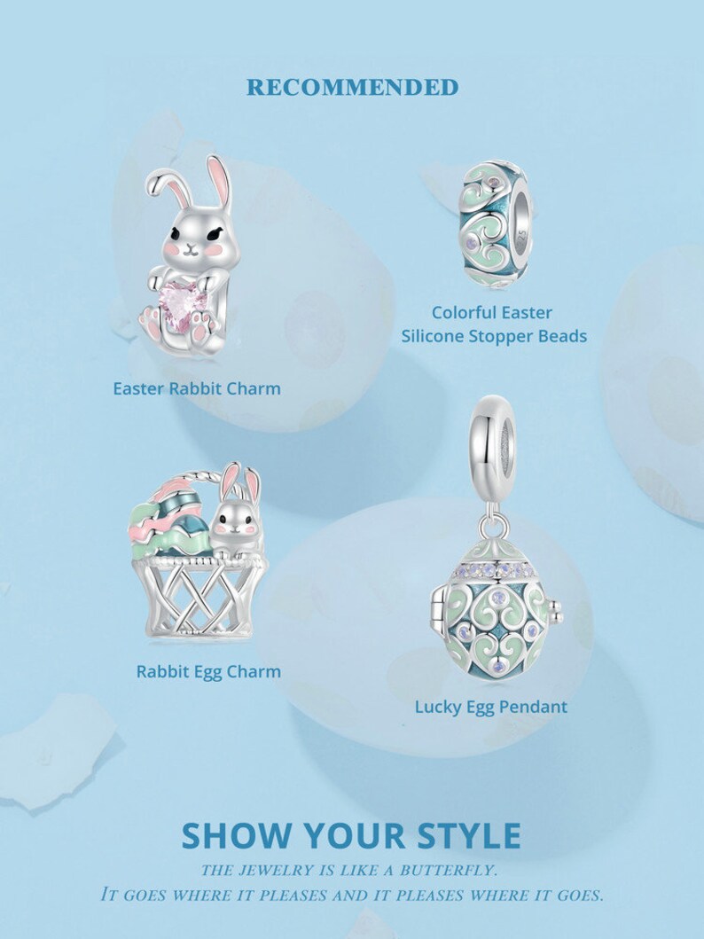 Easter Rabbit Charm, Charm for Bracelet, 925 Sterling Silver Charm Fit ...