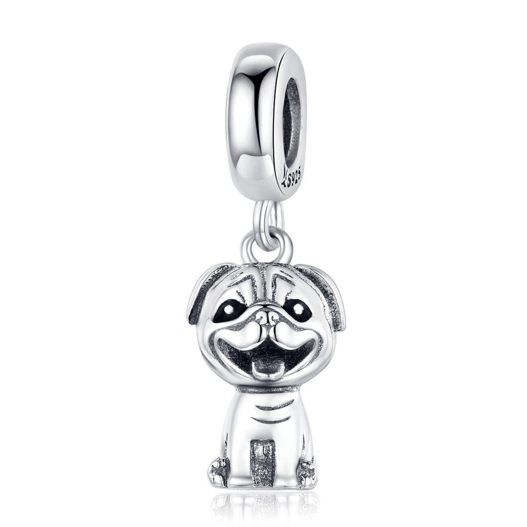 Charm for Bracelet, Pug Charm Beads, 100% Genuine 925 Sterling Silver ...