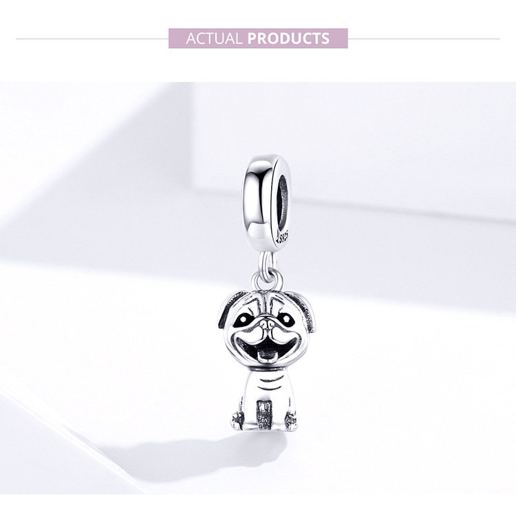 Charm for Bracelet, Pug Charm Beads, 100% Genuine 925 Sterling Silver ...