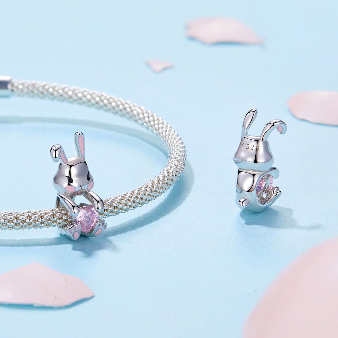 Easter Rabbit Charm, Charm for Bracelet, 925 Sterling Silver Charm Fit ...