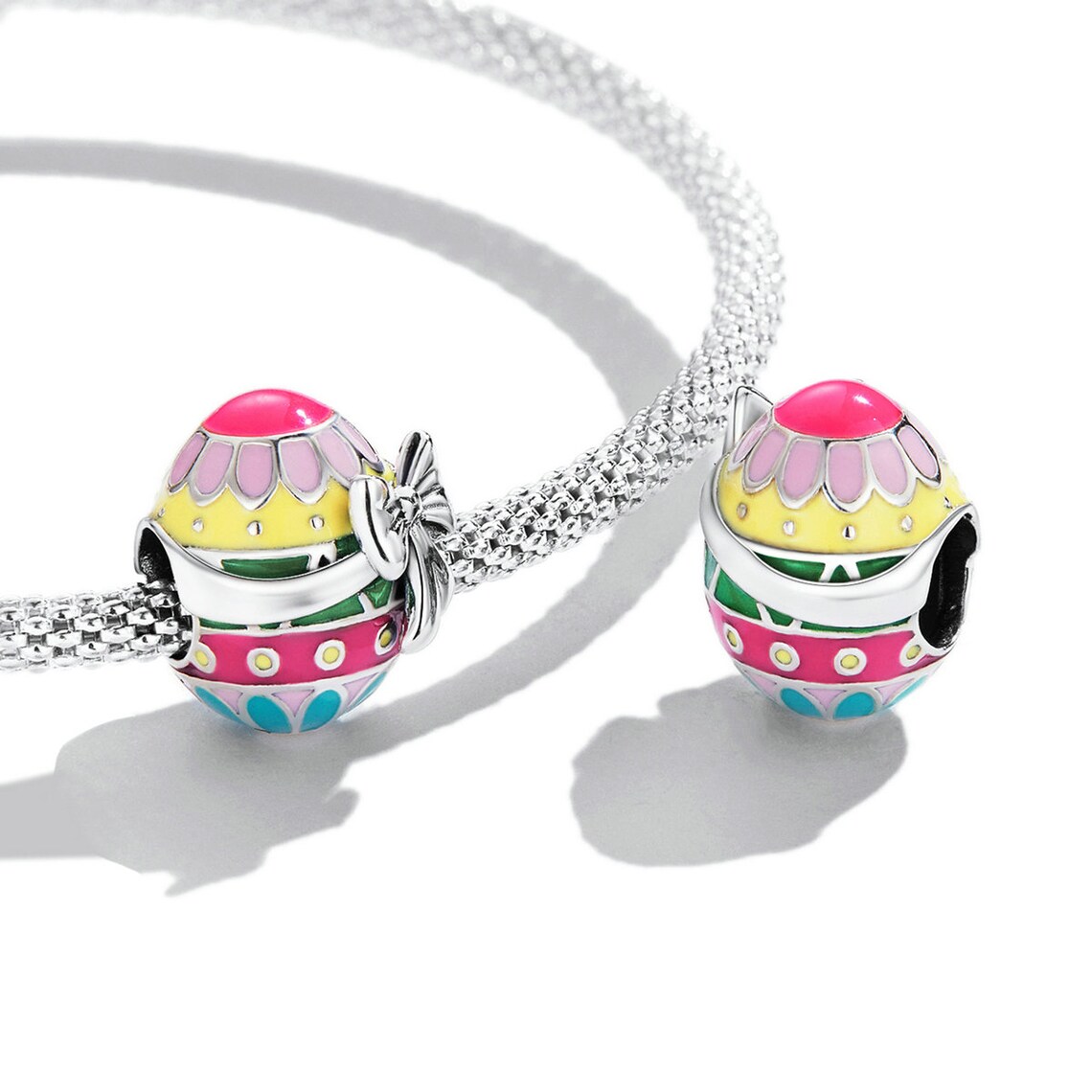 Charm for Bracelet, Easter Egg With Bow Pendant Chram, 100% Genuine 925 ...