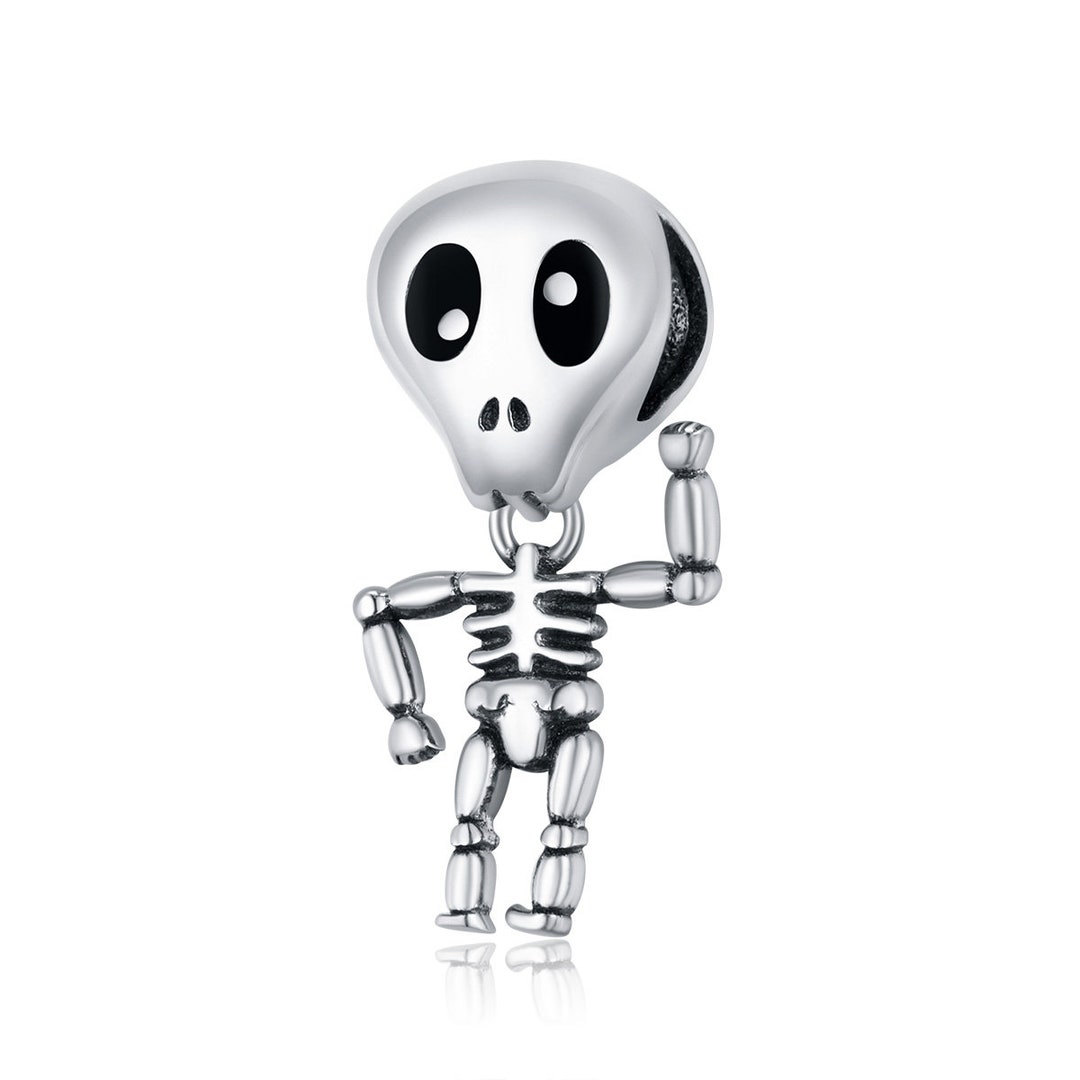 Charm for Bracelet, Halloween Theme Skeleton, 100% Genuine 925 Sterling ...