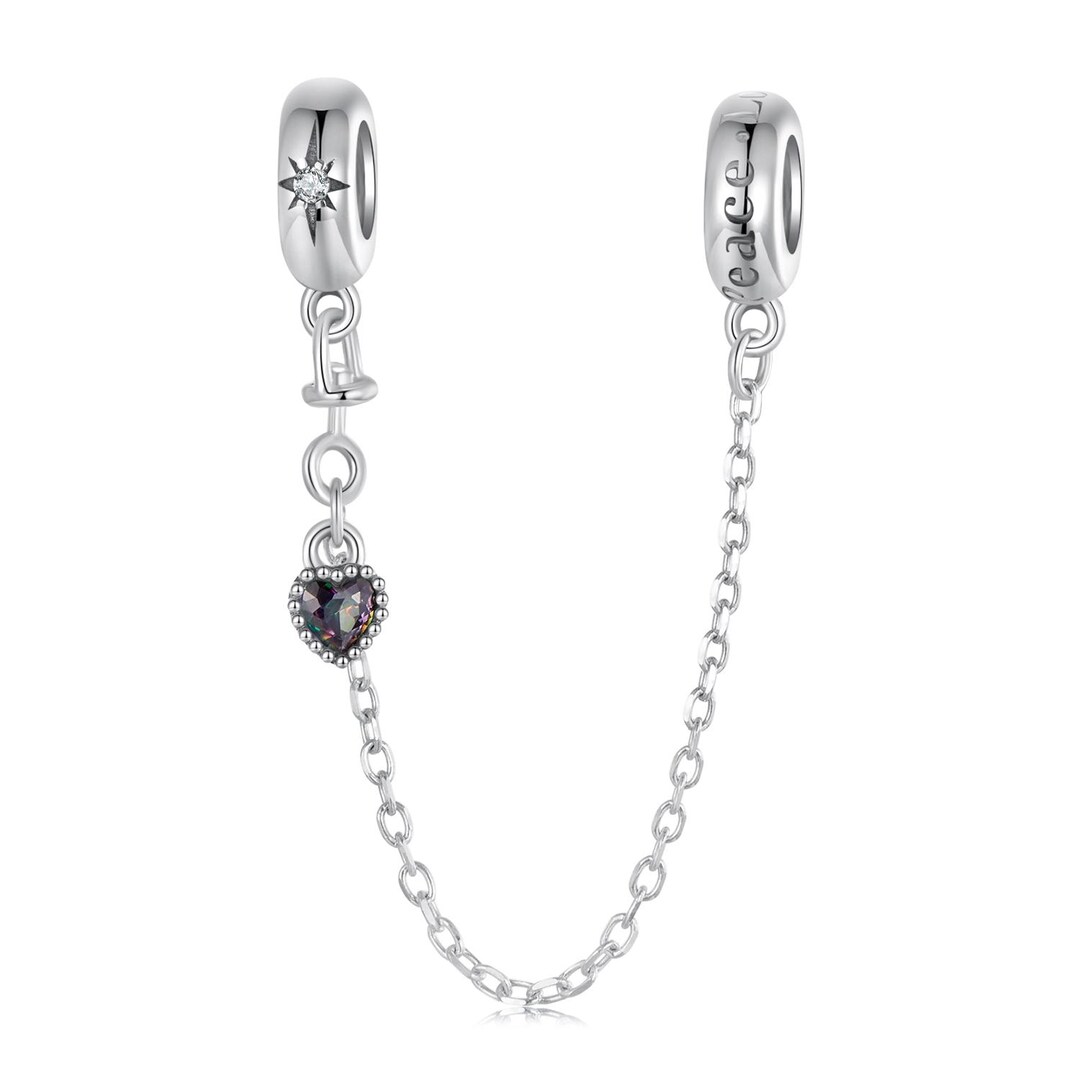 Peace & Love Sterling Silver Safety Chain Charm, Pandora Compatible - Etsy
