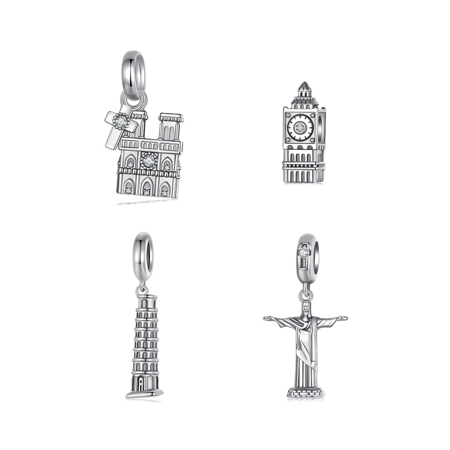 Notre Dame De Paris Pendant Charm, Charm for Bracelet, 925 Sterling ...