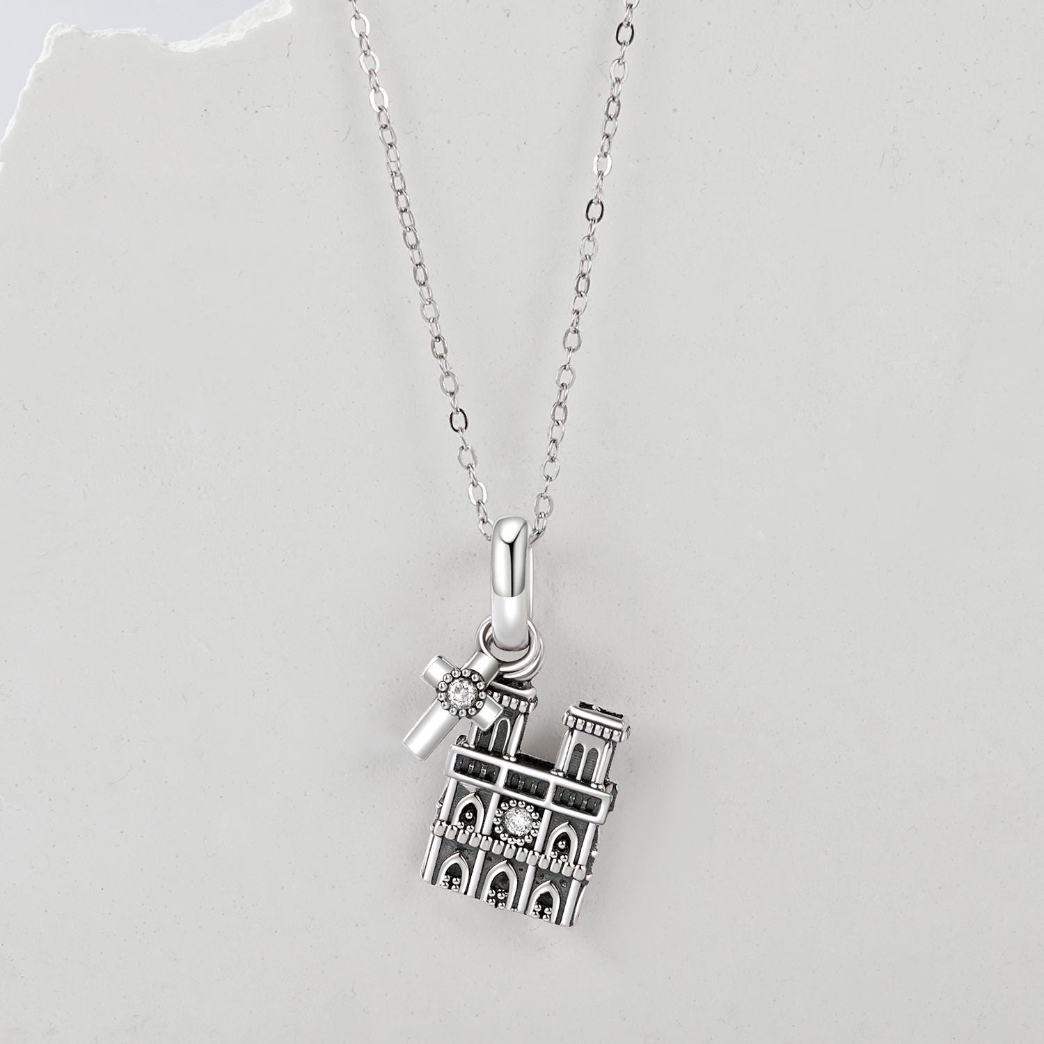 Notre Dame De Paris Pendant Charm, Charm for Bracelet, 925 Sterling ...