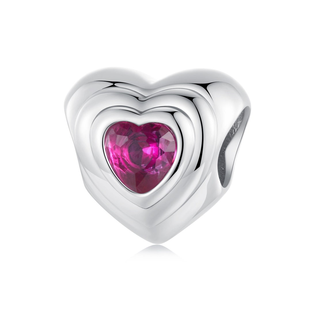 Classic Heart Halo Charm, Charm for Bracelet, 925 Sterling Silver Charm ...