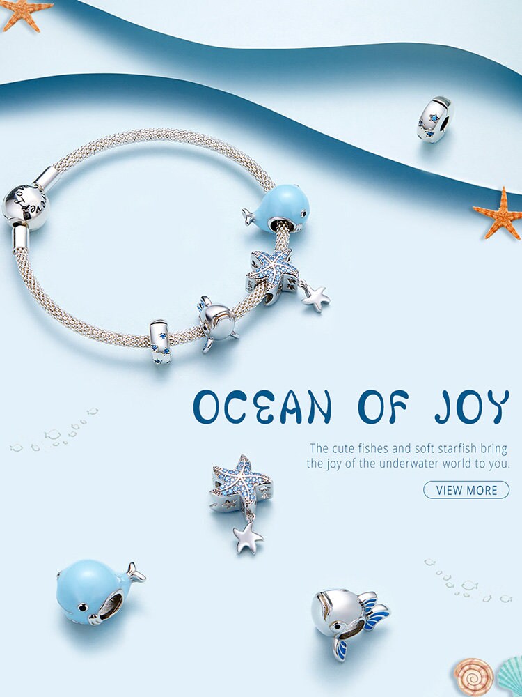 Charm for Bracelet Blue Whale Charm Beads 100% Genuine 925 - Etsy