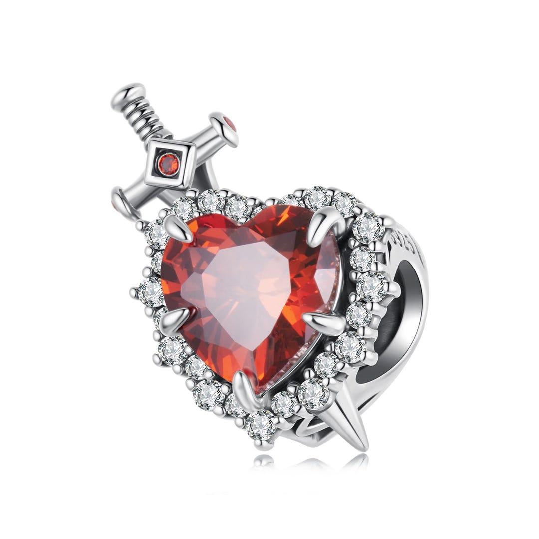Heart Sword Charm, Charm for Bracelet, 925 Sterling Silver Charm Fit ...