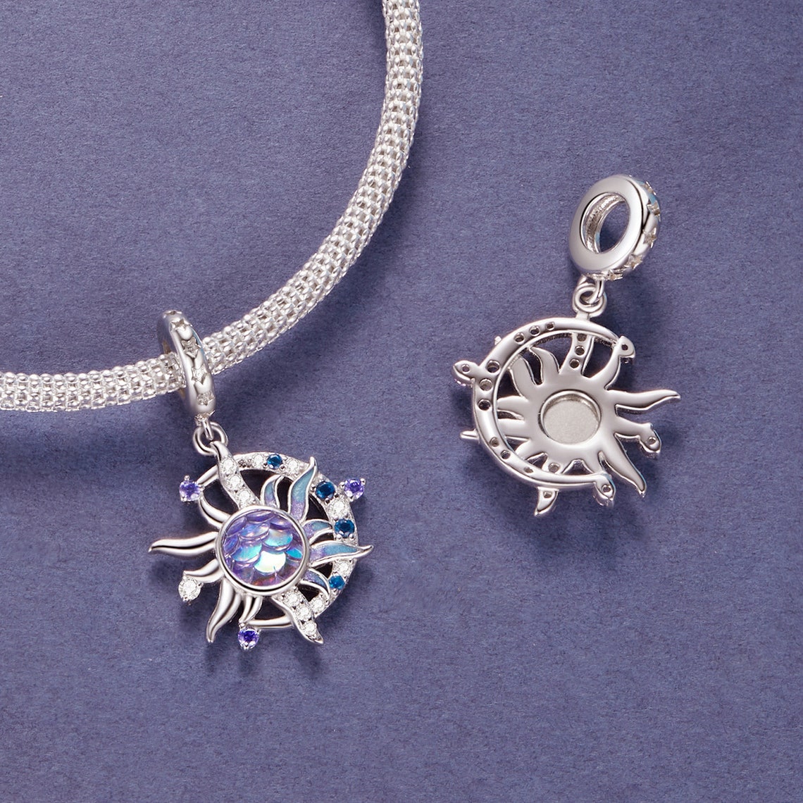 Magic Sun and Moon Pendant Charm, Charm for Bracelet, 925 Sterling ...