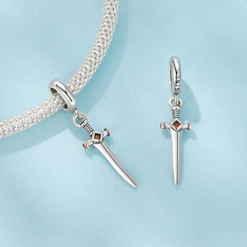 Sword Pendant Charm, Charm for Bracelet, 925 Sterling Silver Charm Fit ...