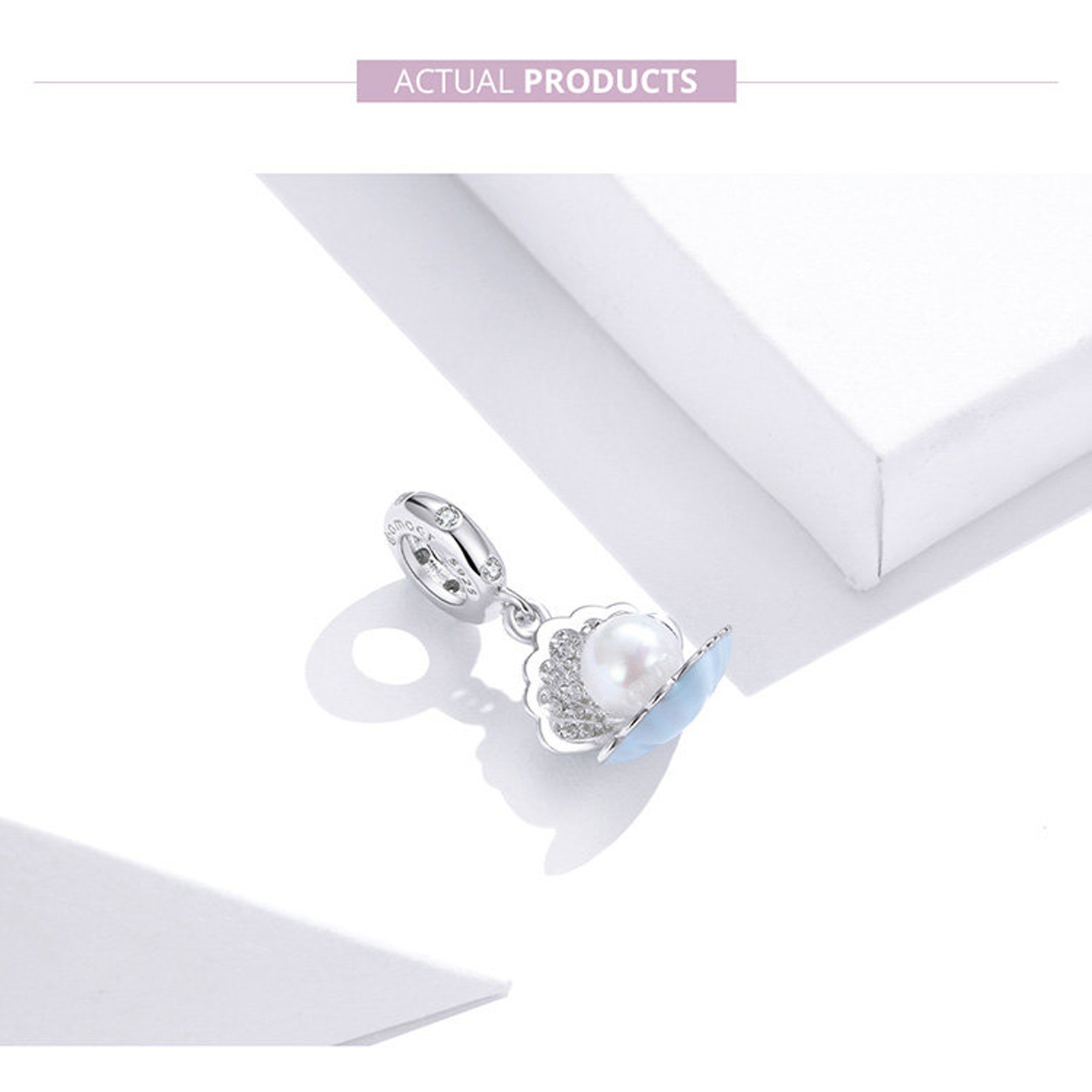 Charm for Bracelet, Pearl Mussel Charm Beads, 925 Sterling Silver Charm ...