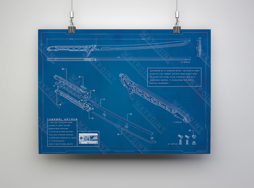 Cyberpunk Katana Blueprint A2 250gsm With Matt Lamination - Etsy