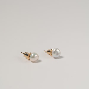 Dainty Baroque Pearl Ear Studs: Sterling Silver, 18K Gold - Etsy