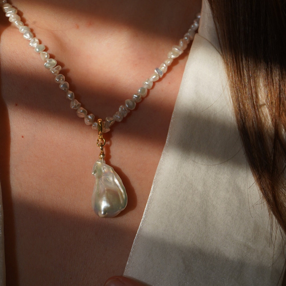 Baroque Pearl Pendant Necklace High Luster Top Quality - Etsy