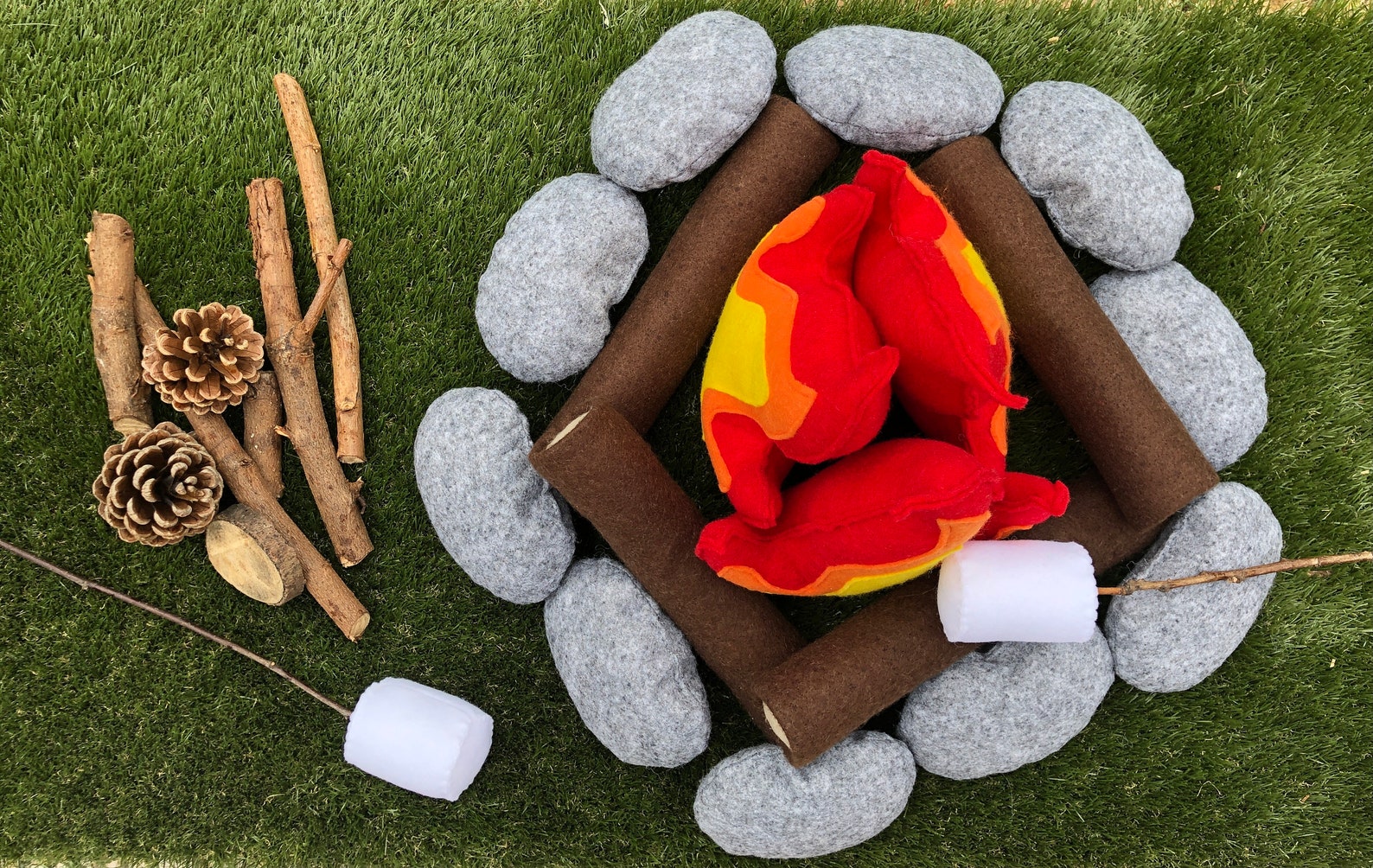 Handmade Felt Campfire Fire Flames Logs Rocks Marshmallows - Etsy UK
