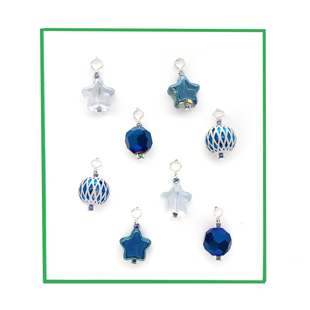 Tiny Blue Star Christmas Ornaments for Mini Trees, 8 Pc, Cute Glass ...