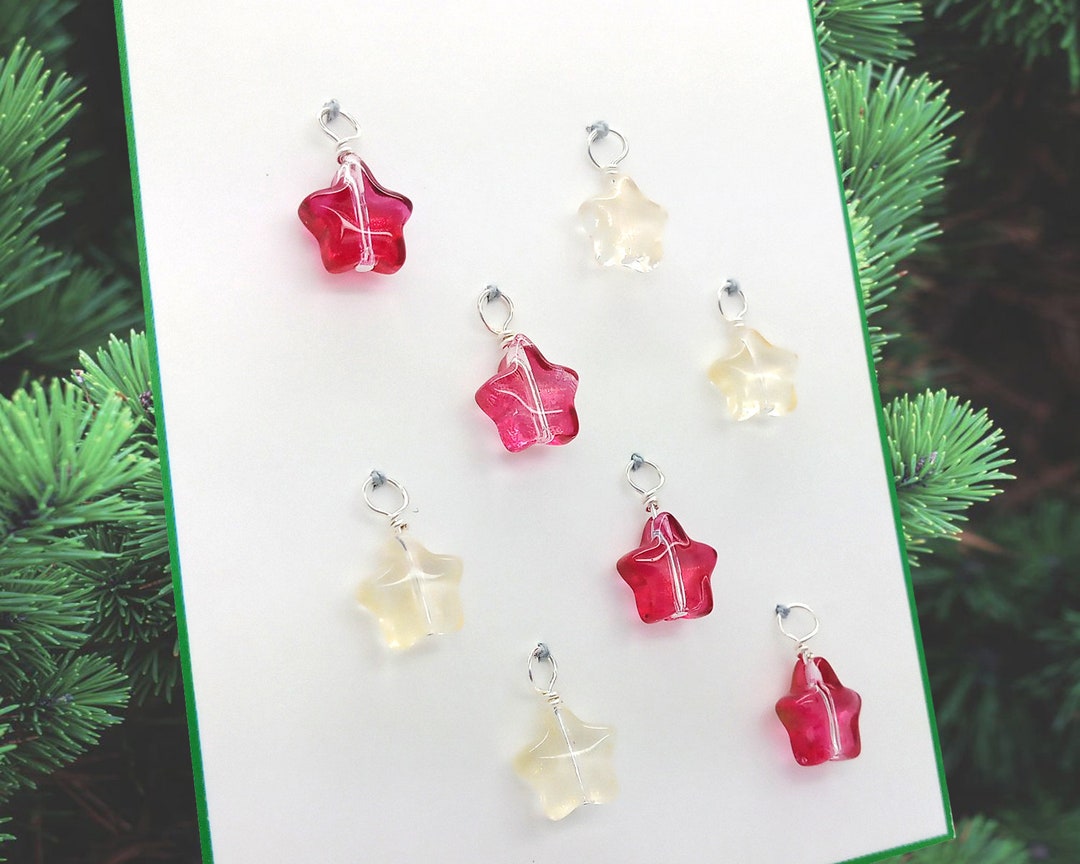 Tiny Star Christmas Ornaments Set of 8, Miniature Baubles, Decorations ...